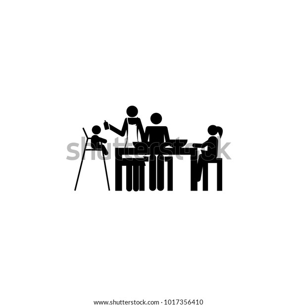 Family Dinner Icon Element Happy Family Stock Vector (Royalty Free ...