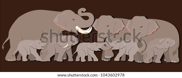Family Elephant Graphic Vector Stock Vector (Royalty Free) 1043602978 ...