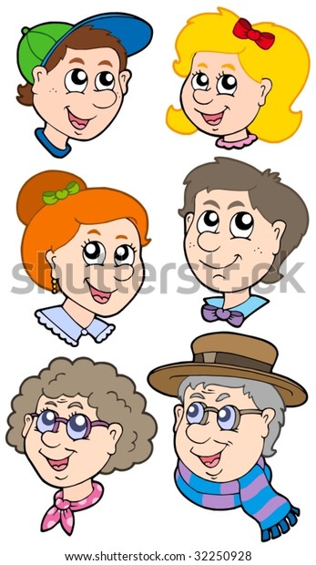 Family Faces Collection Vector Illustration Stock Vector (Royalty Free ...