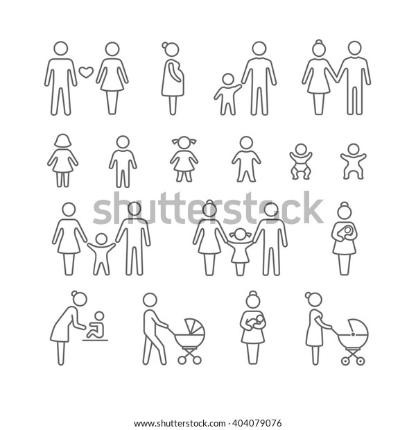 Family Friends Icon Set Stock Vector (Royalty Free) 404079076