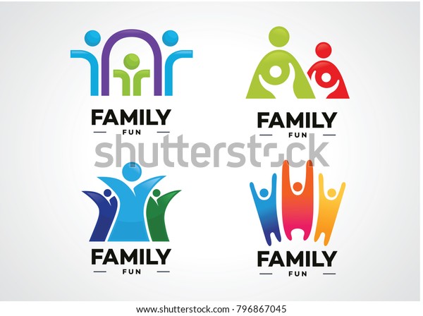 Family Fun Logo Set Template Design Vector, Emblem, Design Concept ...