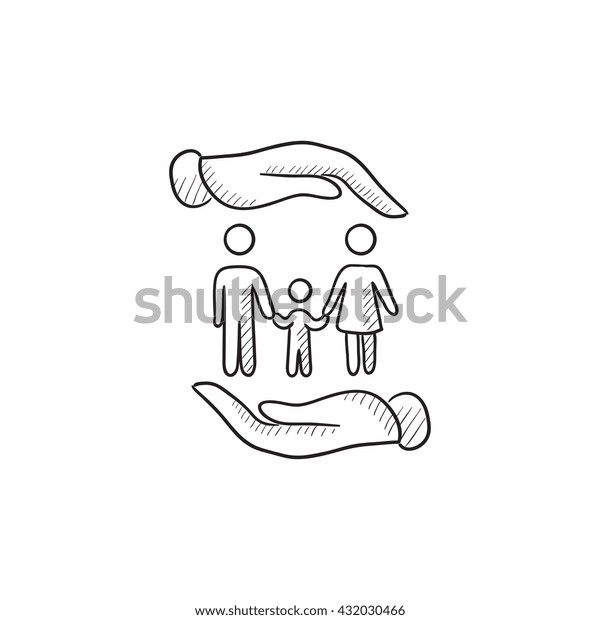 Family Hands Vector Sketch Icon Isolated Stok Vektör (Telifsiz ...