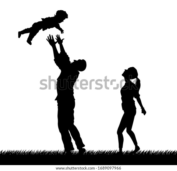 Family Having Fun Silhouette Vector Illustration Stock Vector (Royalty ...