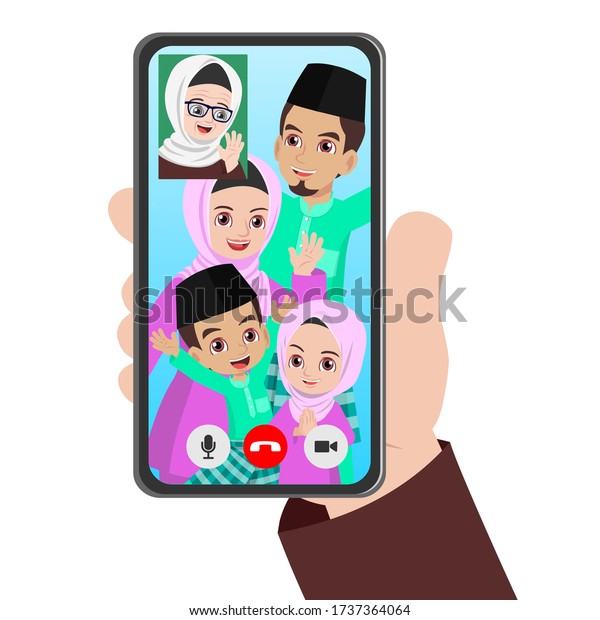 Family Having Video Call Through Smartphone Stock Vector (Royalty Free ...