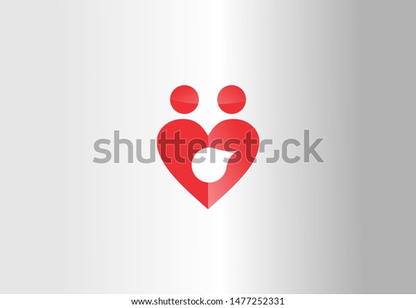 Family Heart Shape Icon Vector Logo Stock Vector (Royalty Free ...