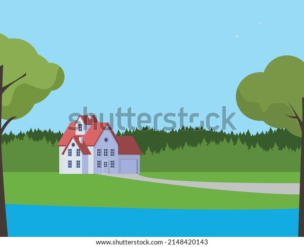 Family Home Flat Style Vector Illustration Stock Vector (Royalty Free ...