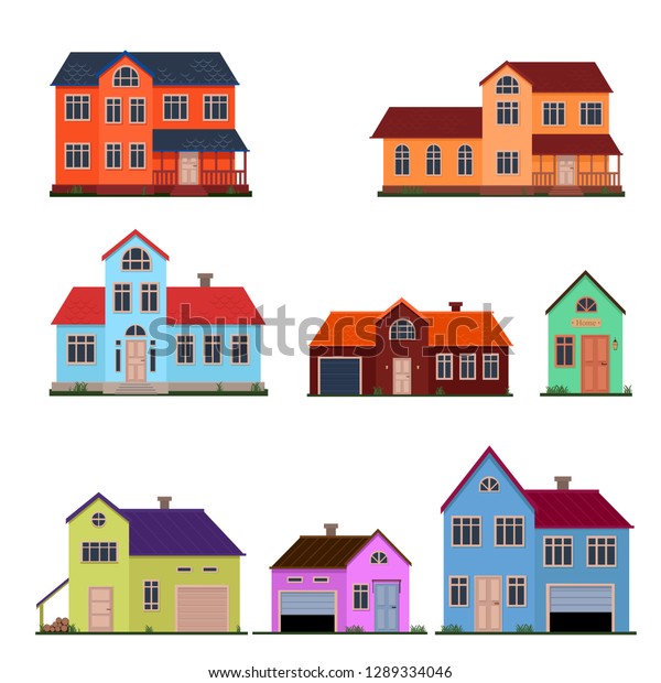 Family House Flat Vector Illustration Set Stock Vector (Royalty Free ...