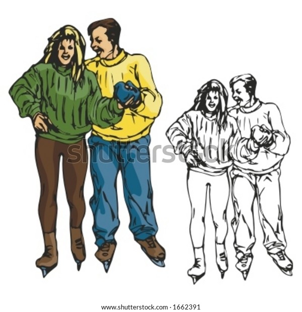Family Ice Skating Vector Illustration Stock Vector (Royalty Free ...