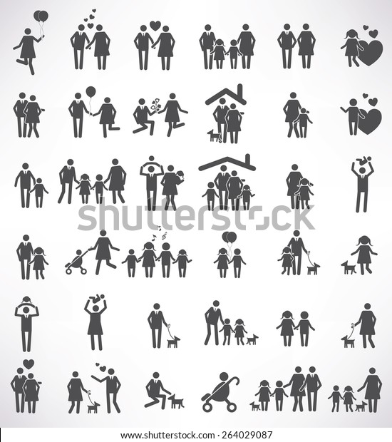 Family Icon Setblack Versionclean Vector Stock Vector (Royalty Free ...