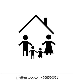 Happy Family Home Icon Stock Vector (Royalty Free) 624336134 | Shutterstock