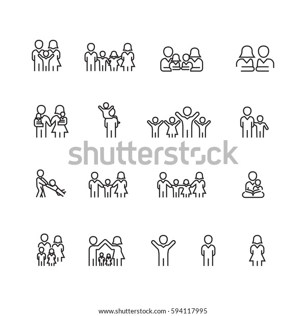 Family Icons Set Vector Stock Vector (Royalty Free) 594117995