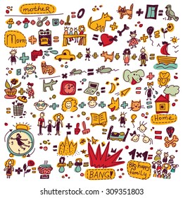 Family Isolated Icons Objects On White Stock Vector (Royalty Free ...