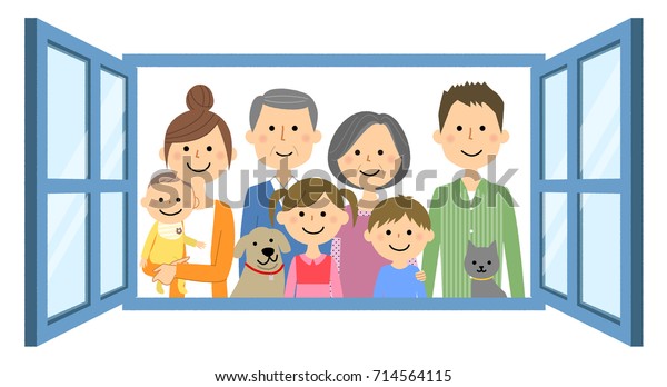 Family Look Out Window Stock Vector (Royalty Free) 714564115 | Shutterstock