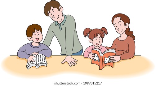 Family Reading Library Stock Vector (Royalty Free) 1997815217 ...