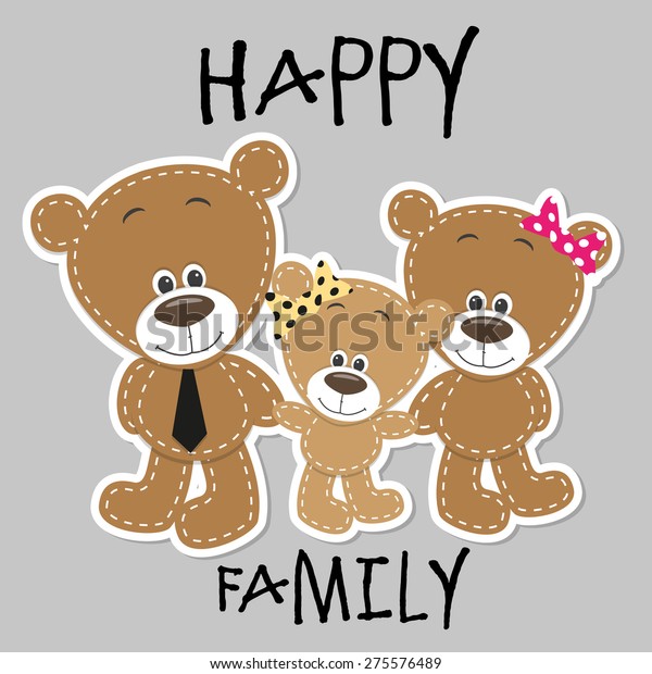 Family Three Bears On Gray Background Stock Vector (Royalty Free ...