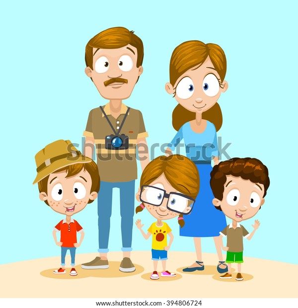 Family Three Kids Having Vocation Together Stock Vector (Royalty Free ...