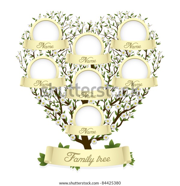 Family Tree Heart Shape Vector Illustration Stock Vector (Royalty Free ...
