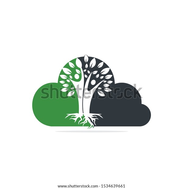 Family Tree Roots Cloud Shape Logo Stock Vector (Royalty Free ...
