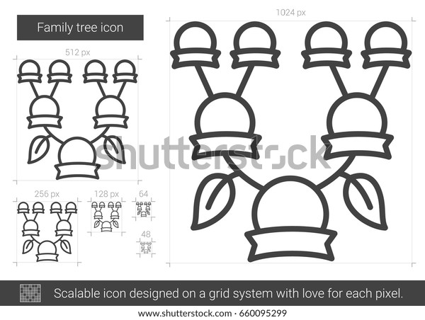 Family Tree Vector Line Icon Isolated Stock Vector (Royalty Free ...