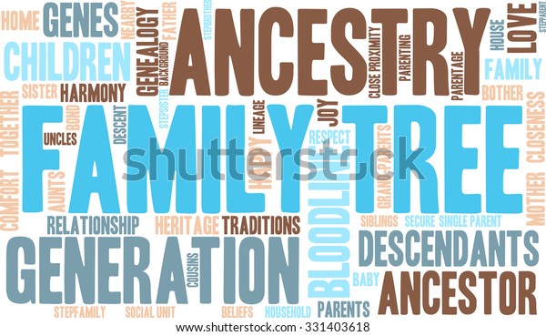 Family Tree Word Cloud On White: vector de stock (libre de regalías ...
