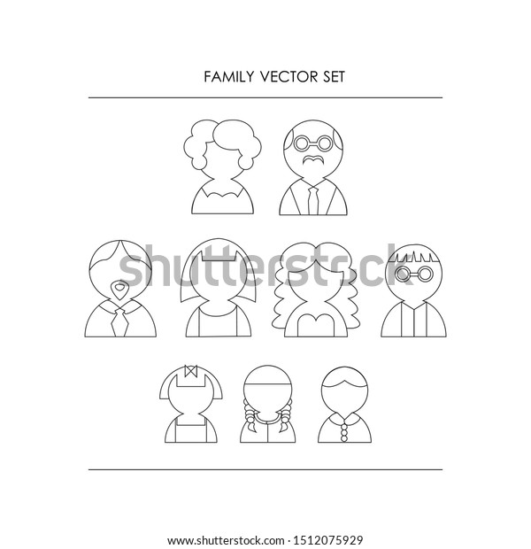 Family Vector Drawing Generations Icons Stock Vector (Royalty Free ...
