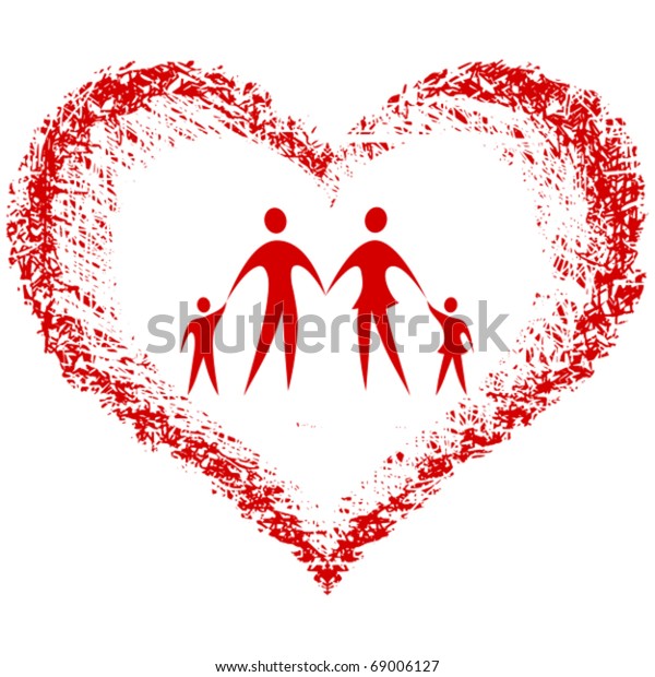 Family Vector Hand Drawn Heart Stock Vector (Royalty Free) 69006127