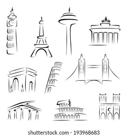 Famous Buildings Stock Vector (Royalty Free) 193968683 | Shutterstock