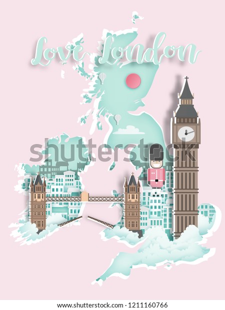 Famous England Landmark On Map Travel Stock Vector (Royalty Free ...