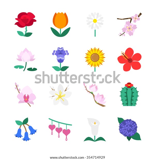 Famous Flower Icons Set 1 Stock Vector (Royalty Free) 354714929 ...