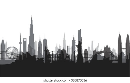 Famous Landmarks Cityscape Background Stock Vector (Royalty Free ...