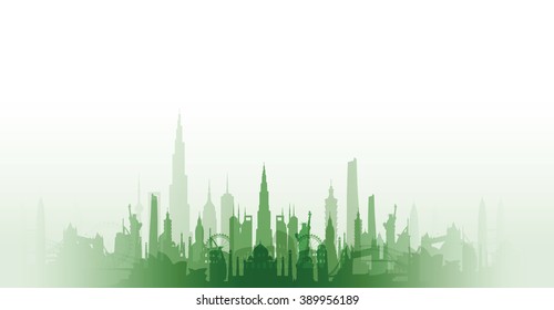 Famous Landmarks Cityscape Background Stock Vector (Royalty Free ...