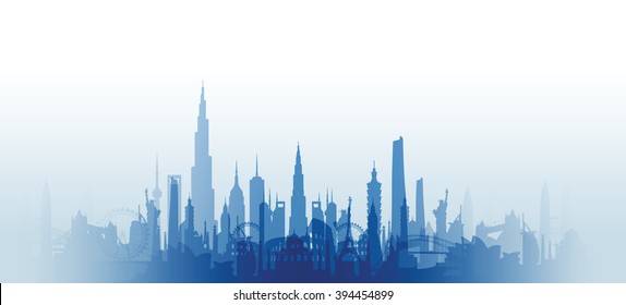 Famous Landmarks Cityscape Background Stock Vector (Royalty Free ...
