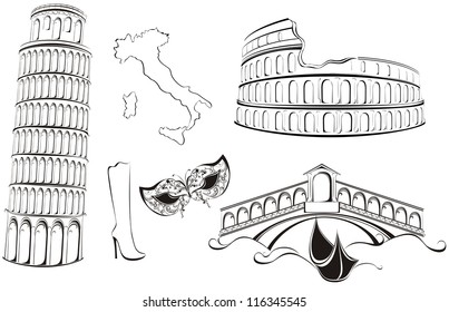 Famous Landmarks Italy Stock Vector (Royalty Free) 116345545 | Shutterstock