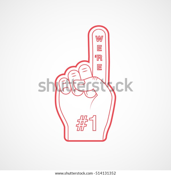 Fan Hand Number One Red Line Stock Vector (Royalty Free) 514131352 ...