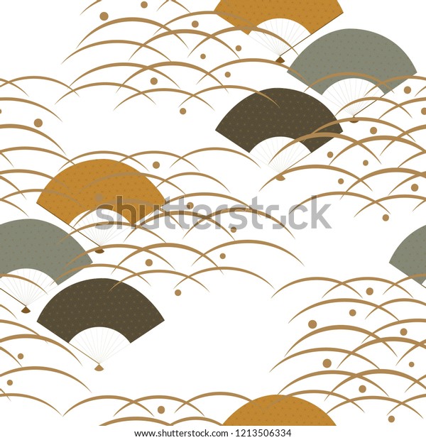 Fan Wave Vector Japanese Style Line Stock Vector (Royalty Free) 1213506334