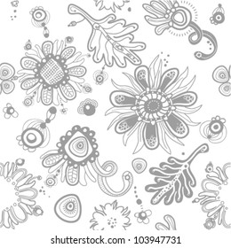 Fanciful Seamless Floral Background Stylized Flowers Stock Vector ...