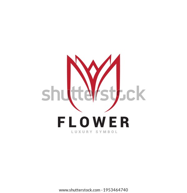 Fancy Flower Logo Line Art Style Stock Vector (Royalty Free) 1953464740 ...