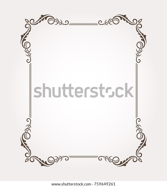 Fancy Frame Border Decorative Ornament Leaves Stock Vector (Royalty ...