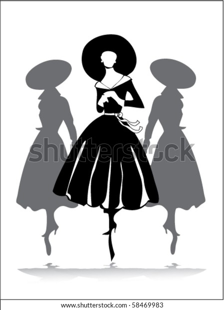 Fancy Vintage Silhouette Group Stock Vector (Royalty Free) 58469983