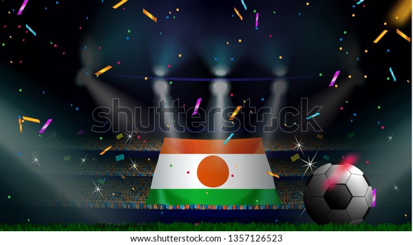 Fans Hold Flag Niger Among Silhouette Stock Vector (Royalty Free ...