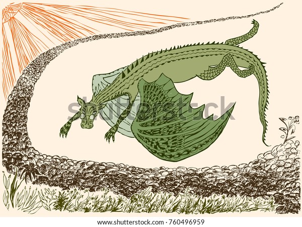 Fantastic Dragon Has Arrived Stock Vector (Royalty Free) 760496959 ...
