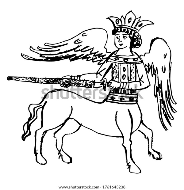 Fantastic Russian Winged Centaur Kitovras Sword Stock Vector (Royalty ...