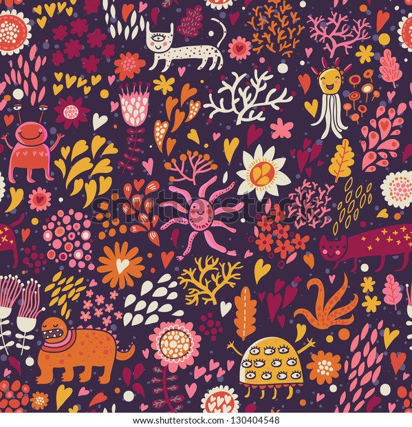 Fantastic Seamless Pattern Abstract Childish Wallpaper Stock Vector ...