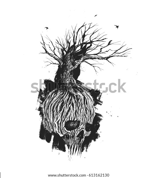 Fantastic Skull Tree Roots Branches Vector Stock Vector (Royalty Free ...