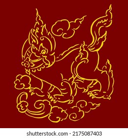 Fantasy Animal Thai Art Vector Card Stock Vector (Royalty Free ...