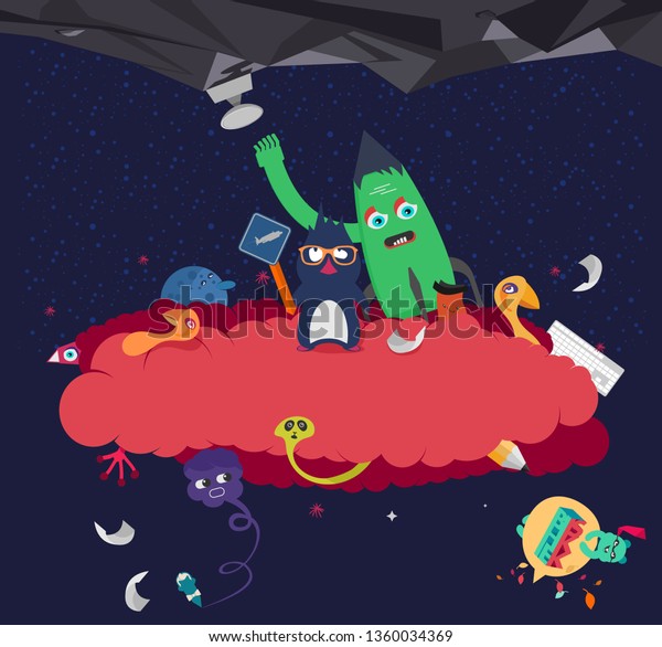 Fantasy Animals Sky Vector Stock Vector (Royalty Free) 1360034369 | Shutterstock