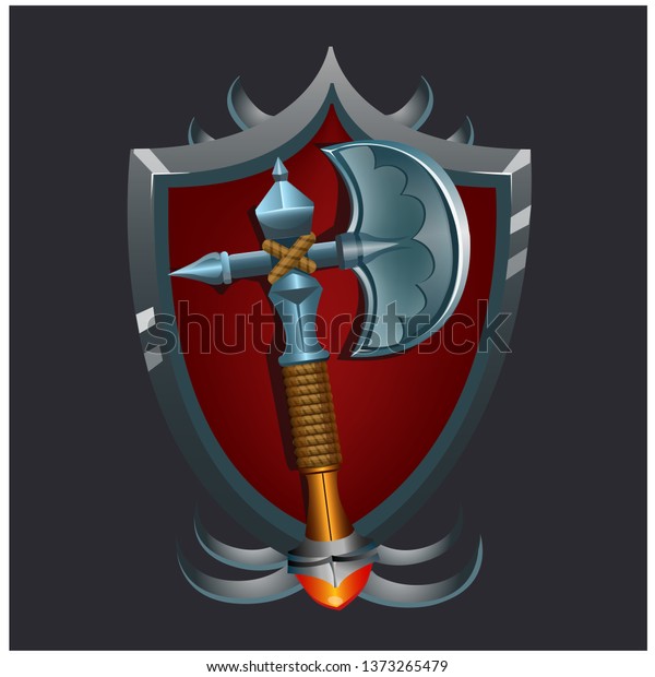 Fantasy Battle Axe Weapon Game Interface Stock Vector (Royalty Free ...
