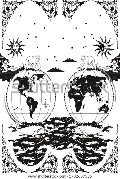 Fantasy Cartoon Old Map Clipart Coloring Stock Vector (Royalty Free ...