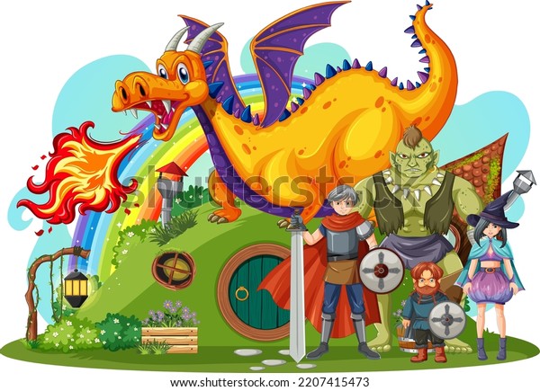 Fantasy Folk Cartoon Characters Set Illustration Stock Vector (Royalty ...