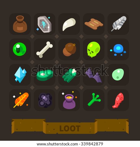 Fantasy Game Icons Set Different Loot Stock Vector (Royalty Free ...
